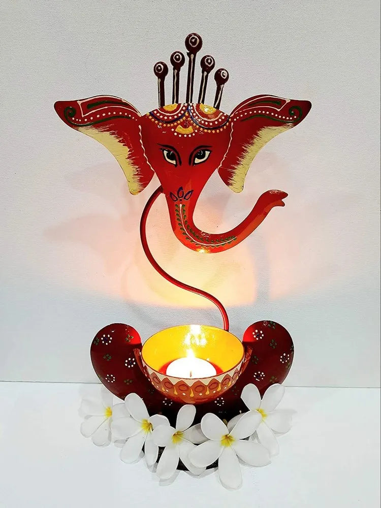 Ganesha T- Light Candle Stand Iron Table Decor – Jaipuri Craft